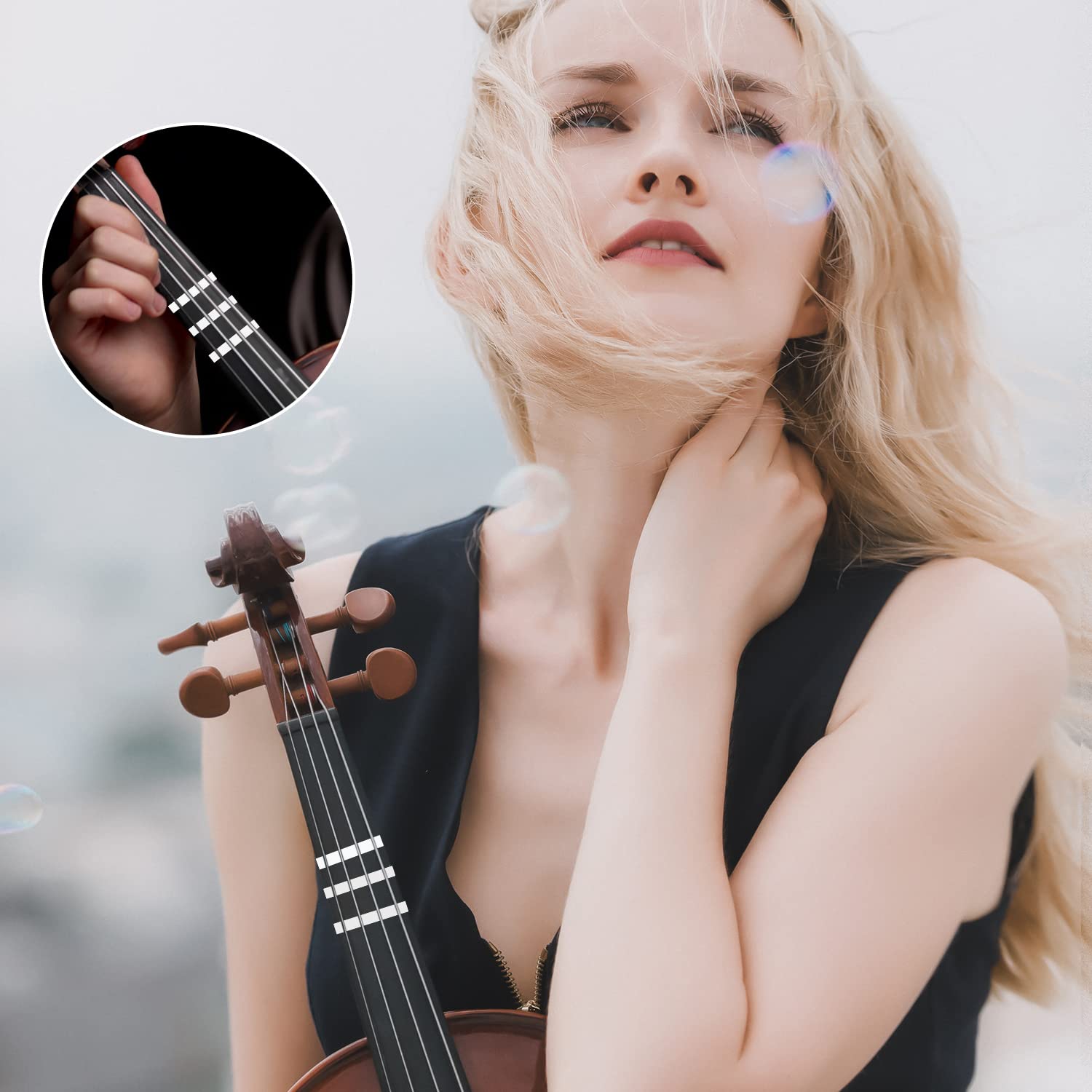 2 Rolls Violin Fingering Tape for Fretboard, 216 ft/66m Orchestral Instrument Fingering Tape Fingerboard Tape Note Positions Violin Accessories for Beginners Cello Guitar (White)