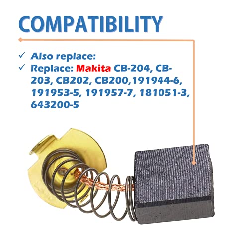4pcs longlife CB204 Carbon Brush replacement for Makita CB-204, CB-203, CB202, 191944-6, 191953-5, 191957-7, 181051-3, 643200-5 (4 pcs/pack)