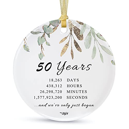 50th Anniversary Wedding Ornament 2023 Hanging for Couple,50 Years as Mr and Mrs,Xmas Wedding Gift for Parents,Ornament for 50th Husband&Wife Married Decoration (2.9")