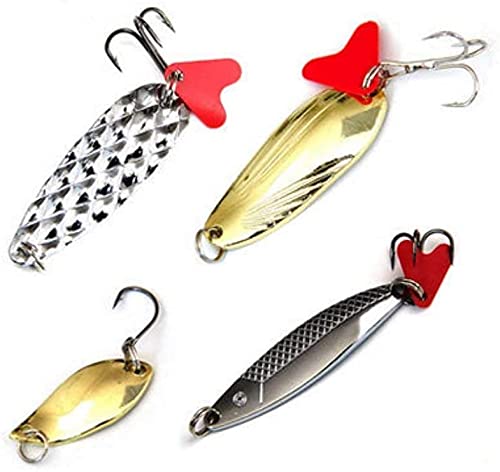21Pcs Metal Fishing Spoon Lure SpinnerBaits Treble Hooks Tackle Fresh or Salt Water for Salmon Bass