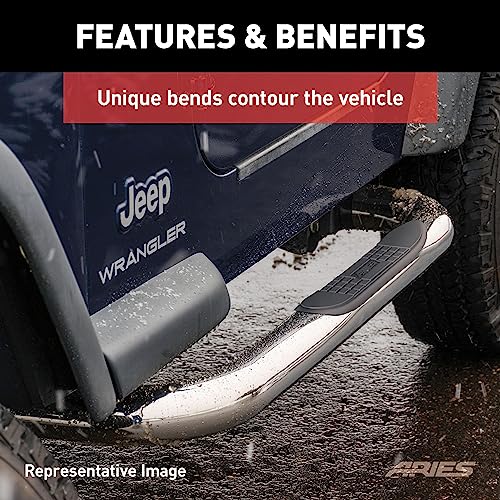 ARIES 204044-2 3-Inch Round Polished Stainless Steel Nerf Bars, No-Drill, Select Chevrolet, GMC Blazer K5