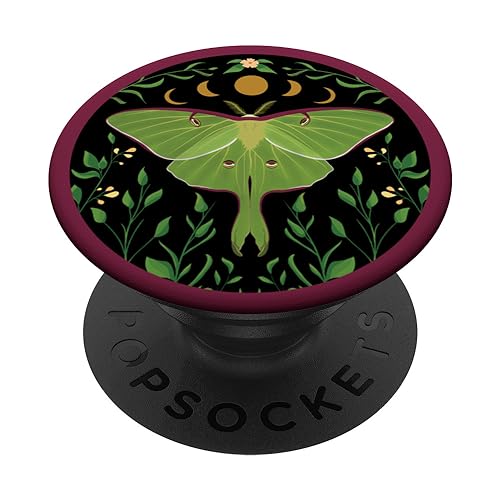Aesthetic Luna Moth Witchy Floral Moon Phases Moon Moths PopSockets Standard PopGrip