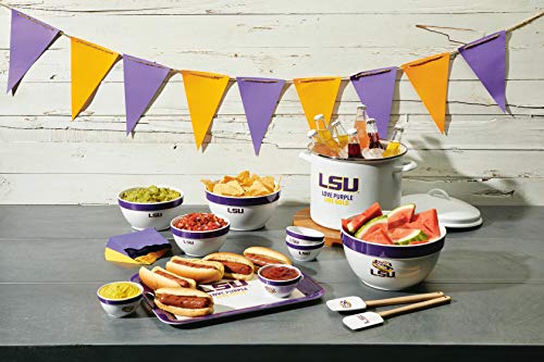 College Kitchen Collection LSU Serving Party Bowls / Mixing Bowls Set / Food Appetizer Serveware - 4 Piece, White