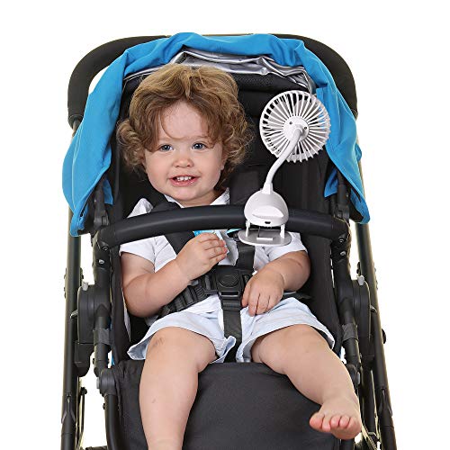 Dreambaby Portable USB Rechargeable Clip-On Stroller Fan - with Breeze Mode - White - Model L2348