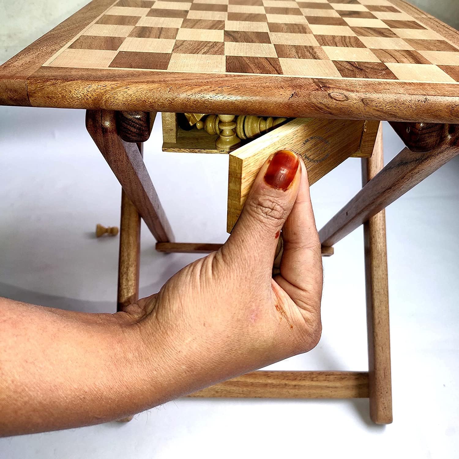 Ark Wood Art international Wooden Handmade Magnetic Chess Table Rosewood Wood | Chess Set with Folding Game Board | Home, Office, Travelling and Gift Uses|100% Quality.