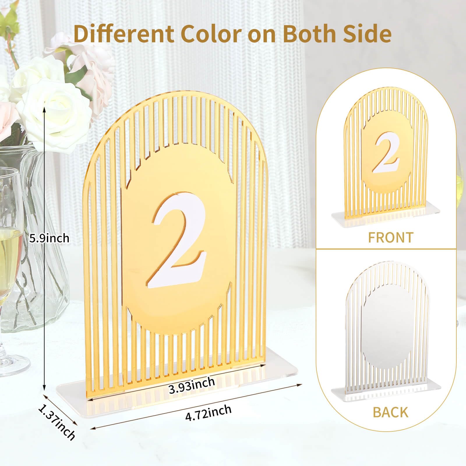 20 pcs Modern Arch Gold Table Numbers for Wedding Reception, Acrylic Signs and Holders ,Perfect for Centerpiece, Reception, Decoration, Party, Anniversary, Event(4x6 Inch)
