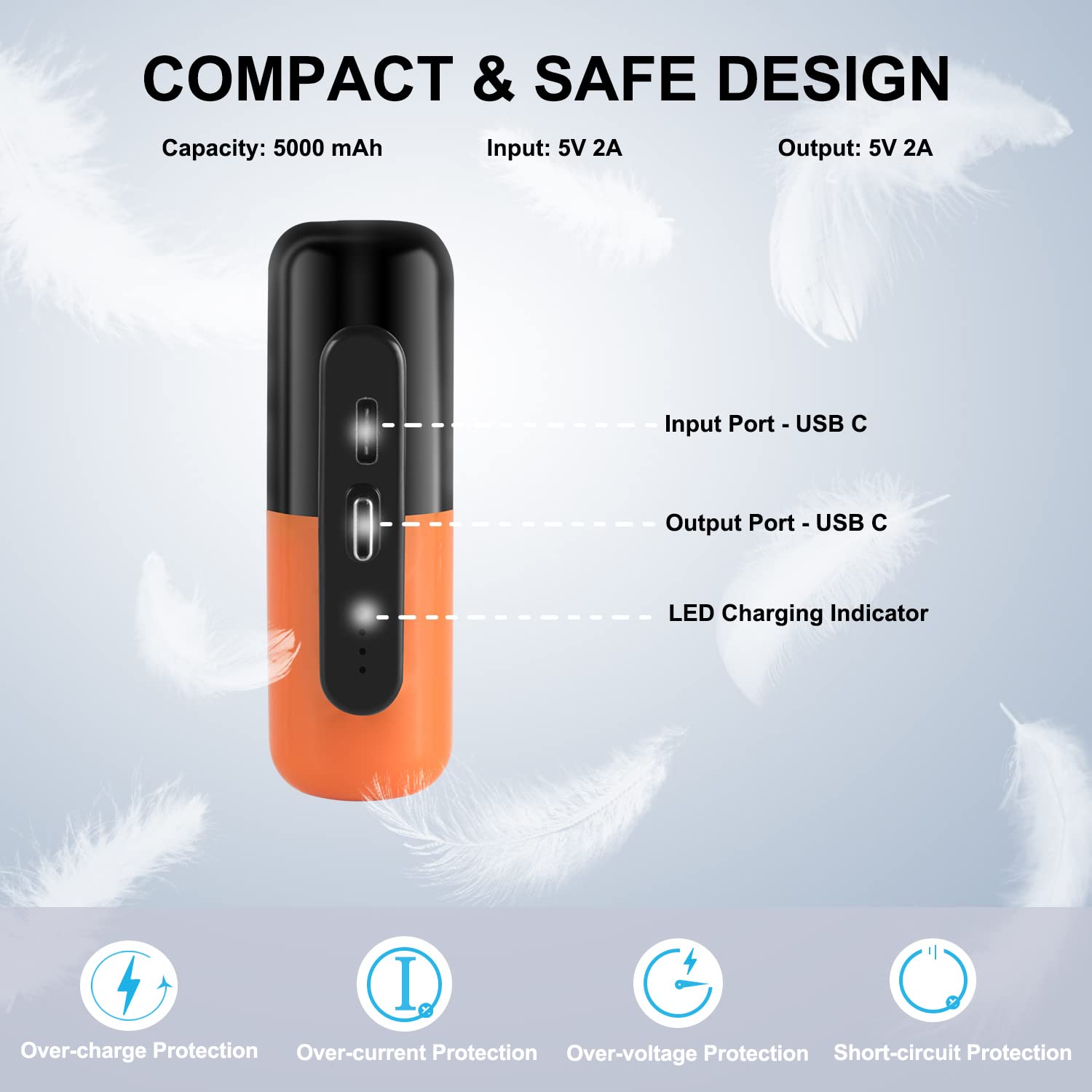 ARCHIEN Battery Pack Compatible with Oculus/Meta Quest 2,Elite Strap and Quest,5000mAh Fast Charging Lightweight USB C Portable Charger, 2.5 Hours Extra Playtime Extended
