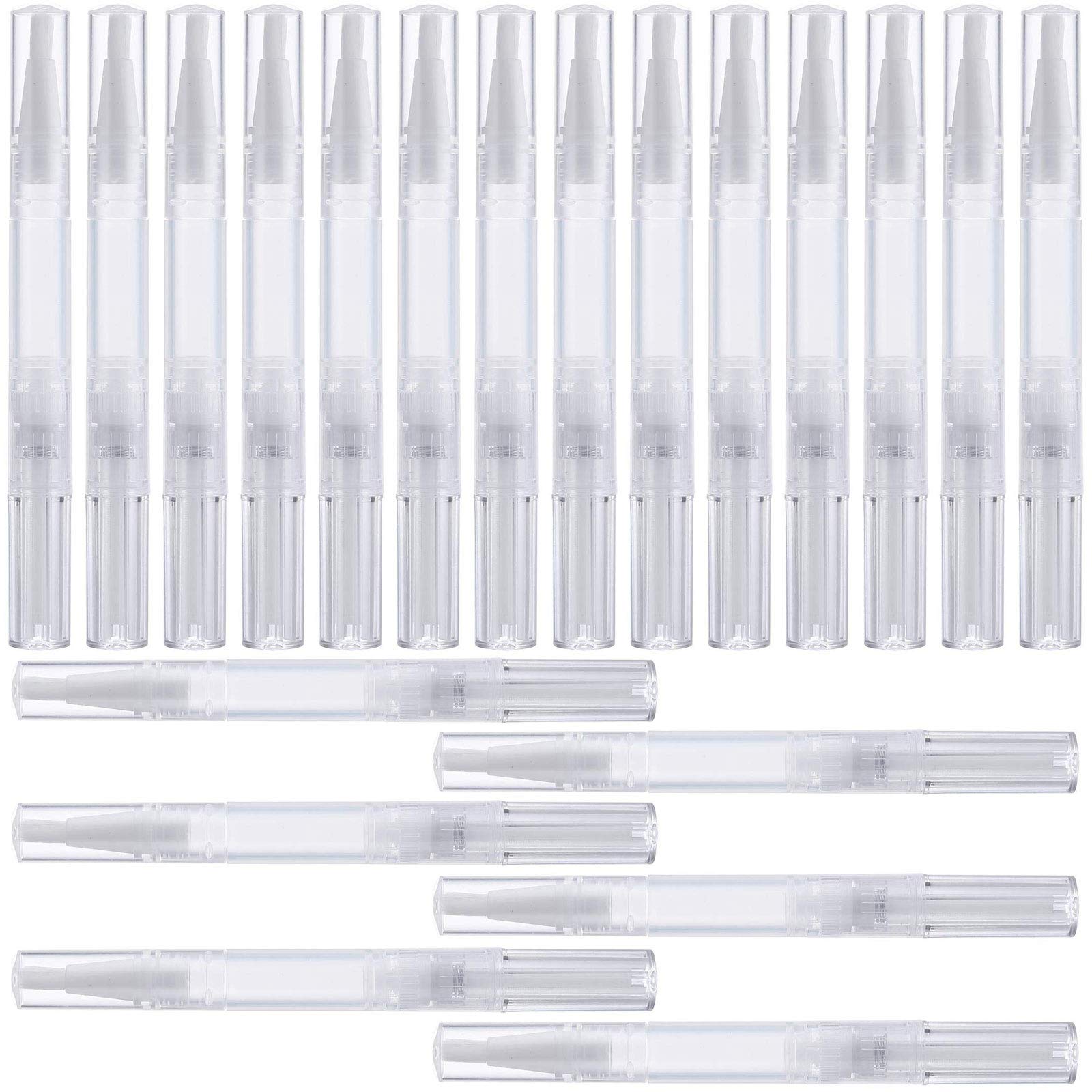 20 Pcs Empty Nail Cuticle Oil Pens 3 ml Refillable Twist Pen with Brush Tip for Lipgloss, Nail Polish, Eyelash Growth Liquid