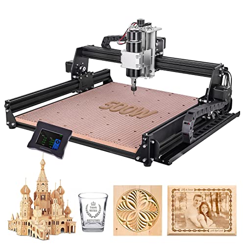500W CNC Router Machine, 4540 CNC Router Machine with 500W Spindle 3-Axis Desktop CNC Machine for Woodworking Metal Acrylic MDF Nylon Carving Cutting Engraving Mill(Working Area430x390x22mm)