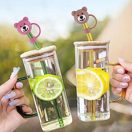 4pcs Straw Covers Cap for Stanley Cup, Cute Bear Silicone Straw Tip Covers for Stanley 30 & 40 Oz Tumbler with Handle (Bear)