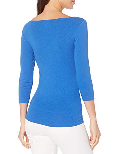 Amazon Essentials Women's Slim-Fit 3/4 Sleeve Solid Boat Neck T-Shirt, Cobalt Blue, X-Large