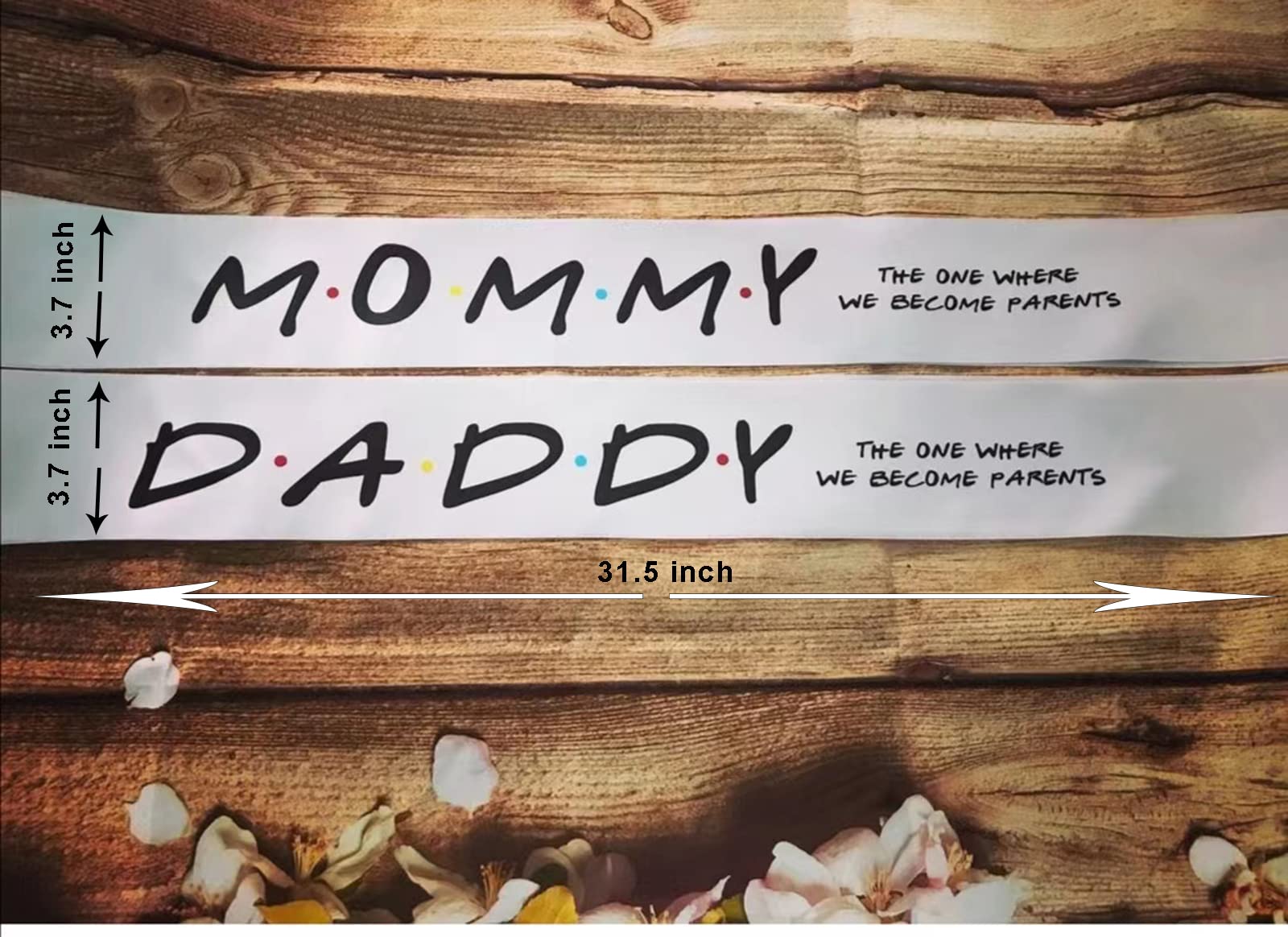 2 PCS Baby Shower Mom Dad Sash, The one Where we Become Parents Gender Reveal Pregnancy Announcement Decorations, Future Mummy Daddy Gift