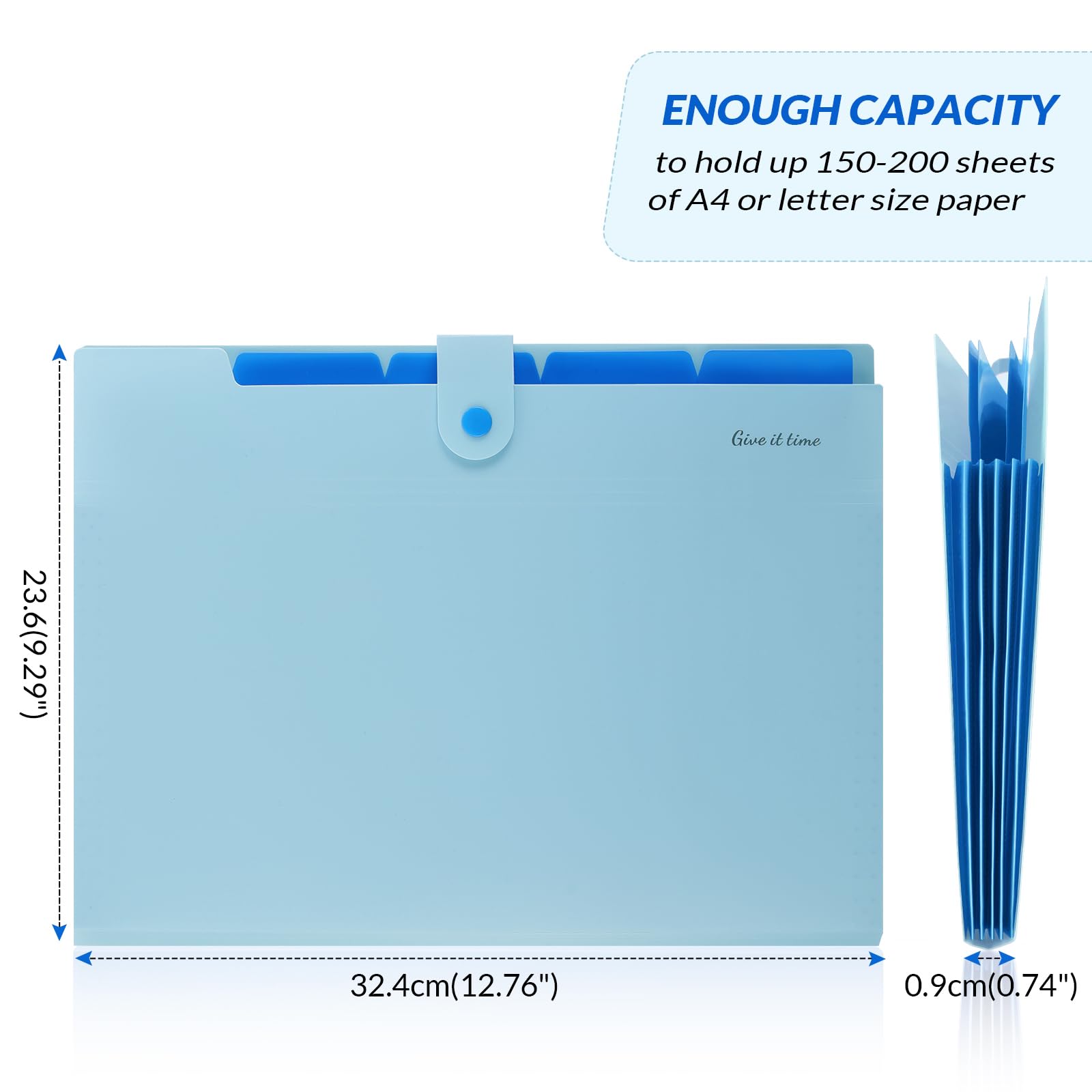Skydue Letter A4 Paper Expanding File Folder Pockets Accordion Document Organizer (Lake Blue)