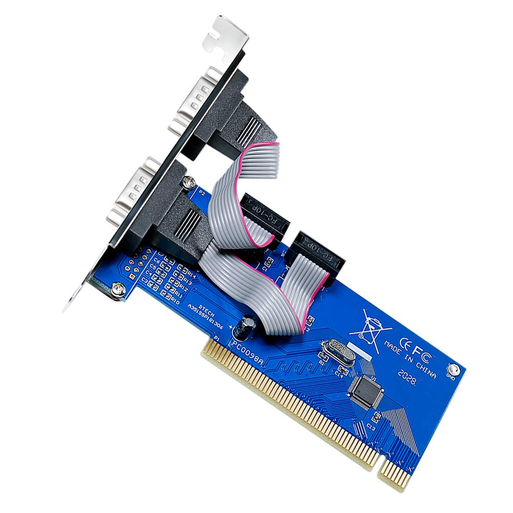 DTECH 2 Port PCI Serial Card PCI to COM Port DB9 RS232 Expansion Adapter for Desktop Computer PC Windows 10 8 7 XP Vista with 16C550 UART