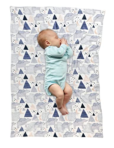 Vollmic Baby Blanket Bedding Flannel Fleece Minky Blanket Unisex Baby Plush Blanket with Dotted Backing (Polar Bear)