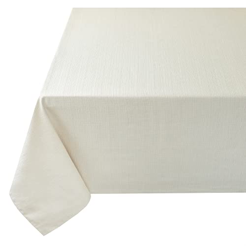 Benson Mills Textured Fabric Table Cloth, for Everyday Home Dining, Parties, Weddings & Holiday tablecloths (60" x 120" Rectangular, Flax/Beige/Taupe)