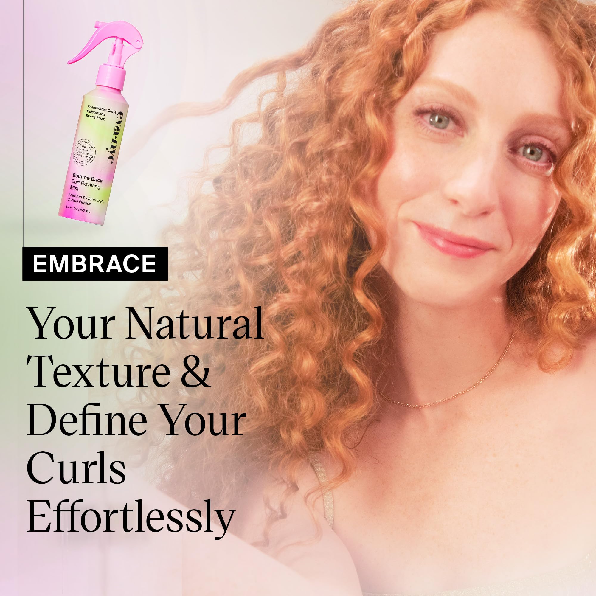 Eva NYC Bounce Back Curl Reviving Hair Mist, Hydrating Refresher with Aloe, GMO-Free Curly Hair Texture Spray, 5.4 fl oz