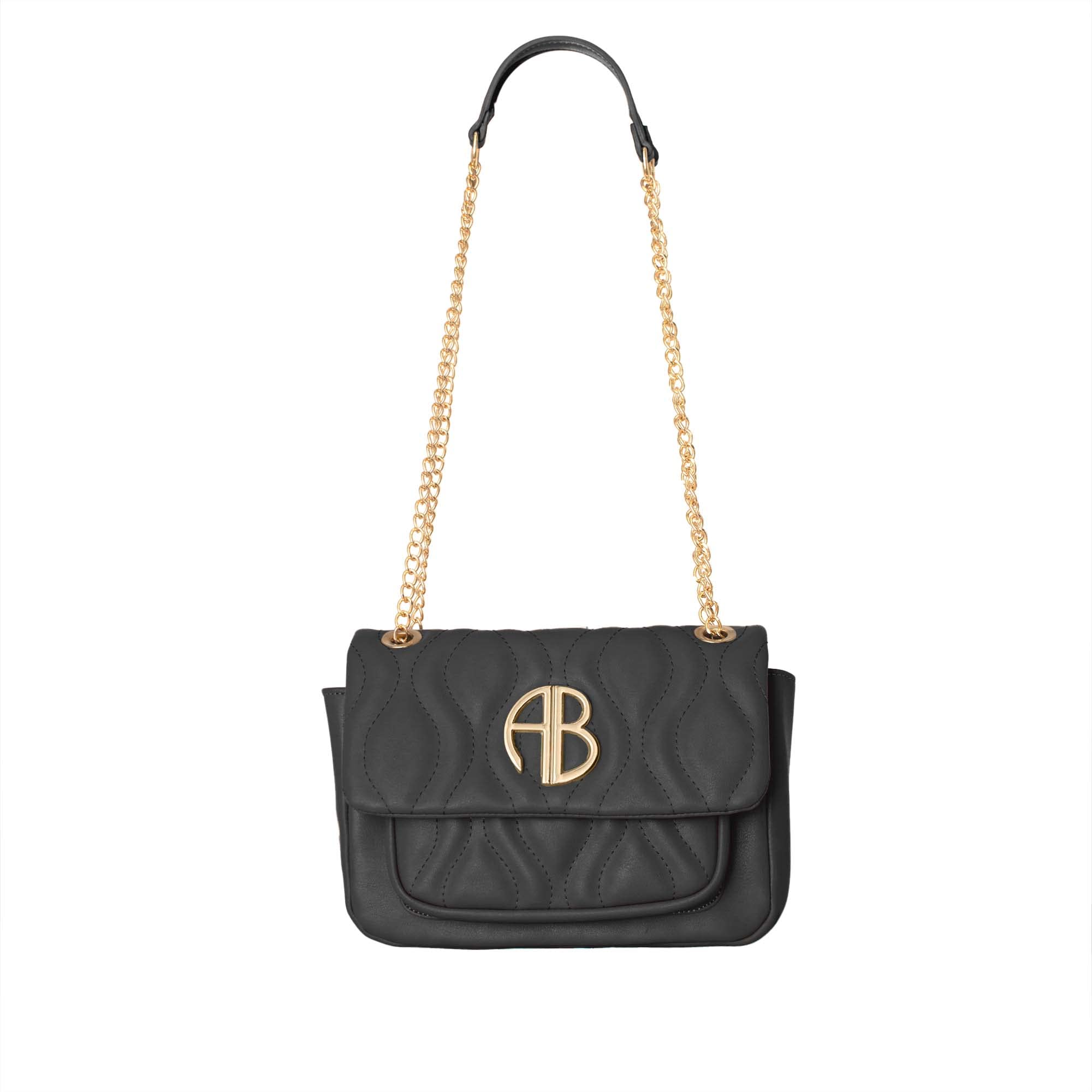 Alexis Bendel Women’s Vegan Leather Quilted Shoulder Handbag Crossbody W/Chain Strap
