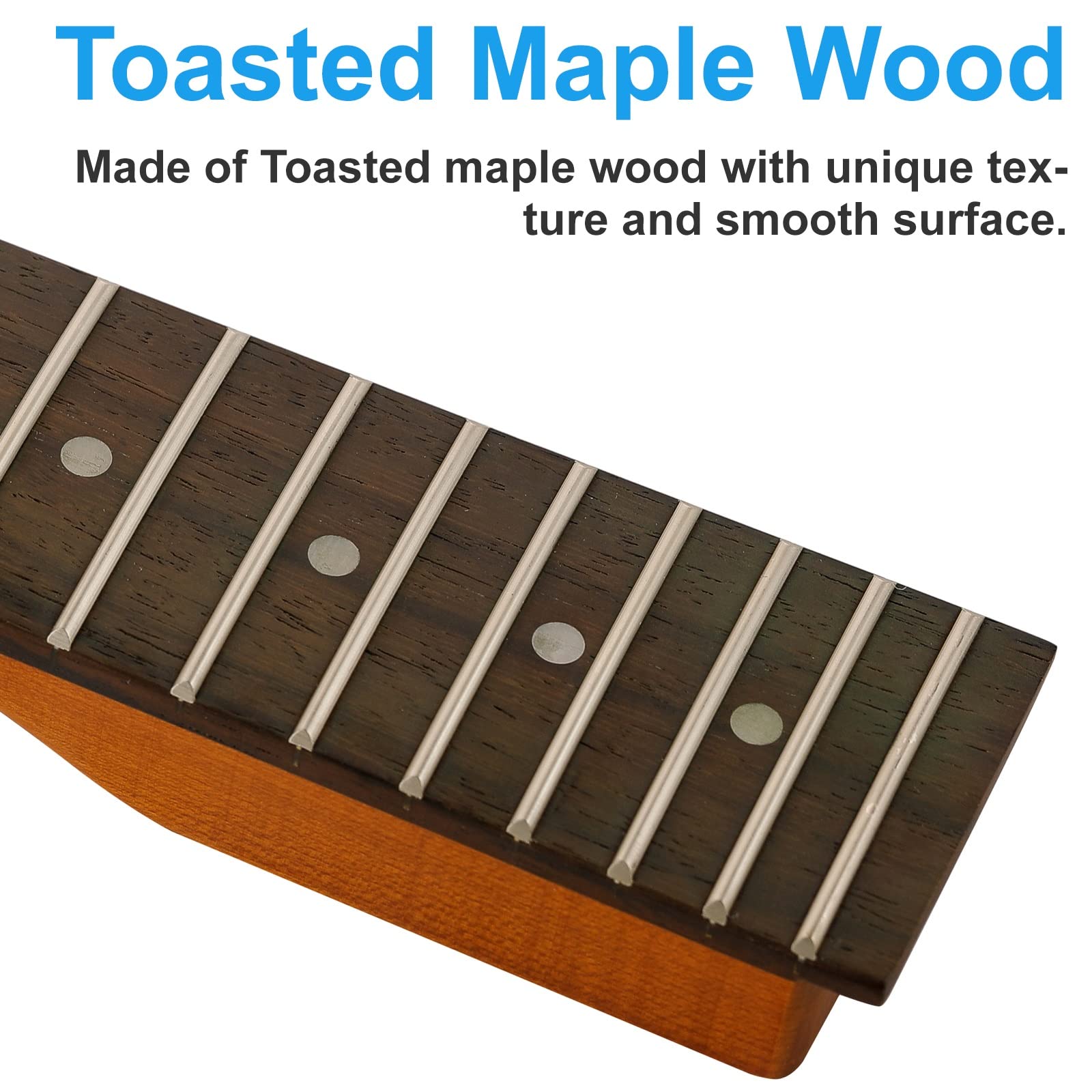 22fret TL Canadian Flamed Roasted Maple Electric Guitar Neck 14" Radius of Fingerboard, Bone Nut, Rosewood Fingerboard