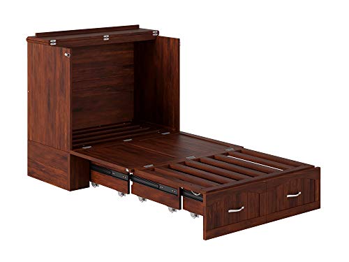 AFI Southampton Murphy Bed Chest with Charging Station, Twin XL, Walnut