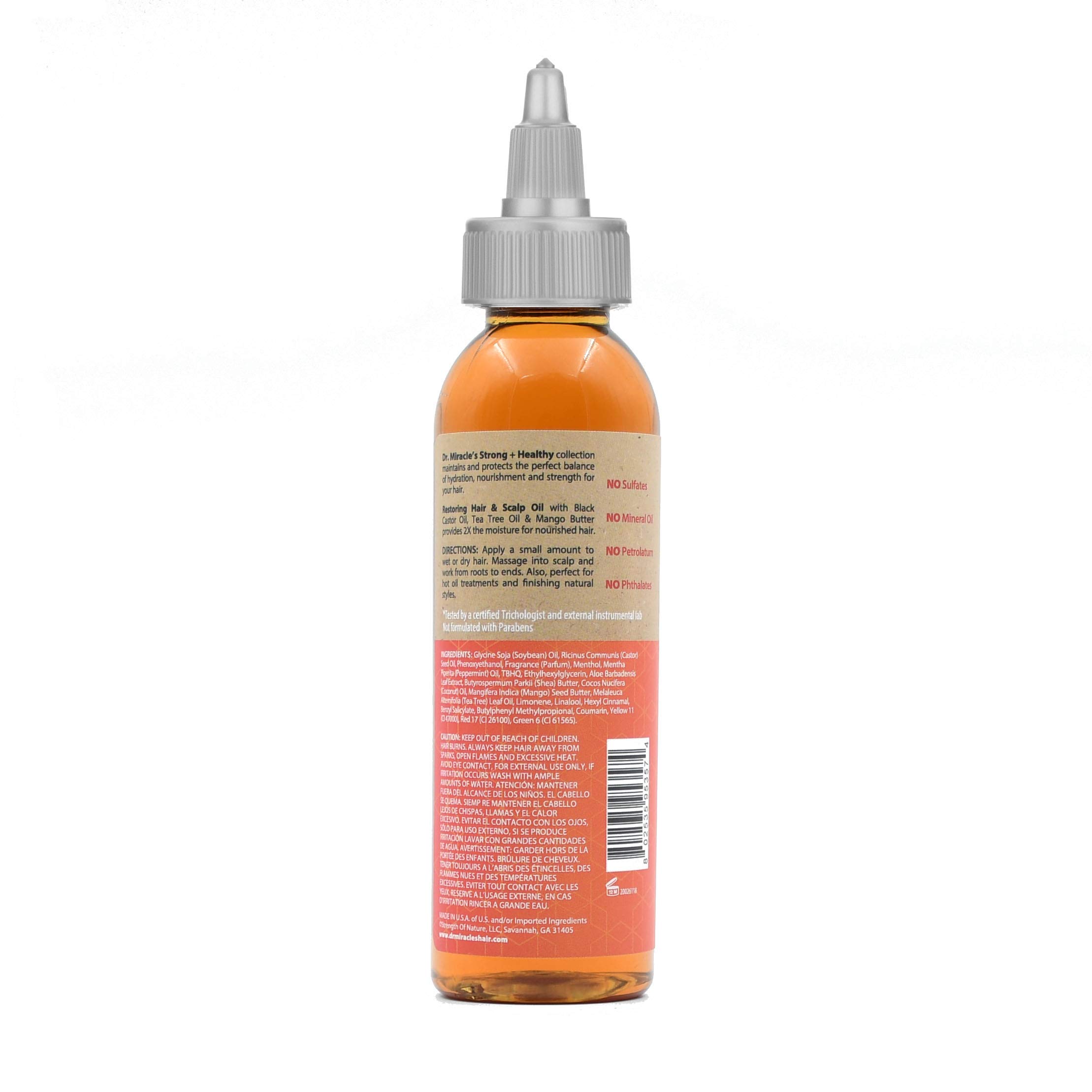 Dr. Miracle's Strong & Healthy Restoring Oil with Black Castor Oil, Tea Tree Oil, and Mango Butter for 2x Moisture - 4oz