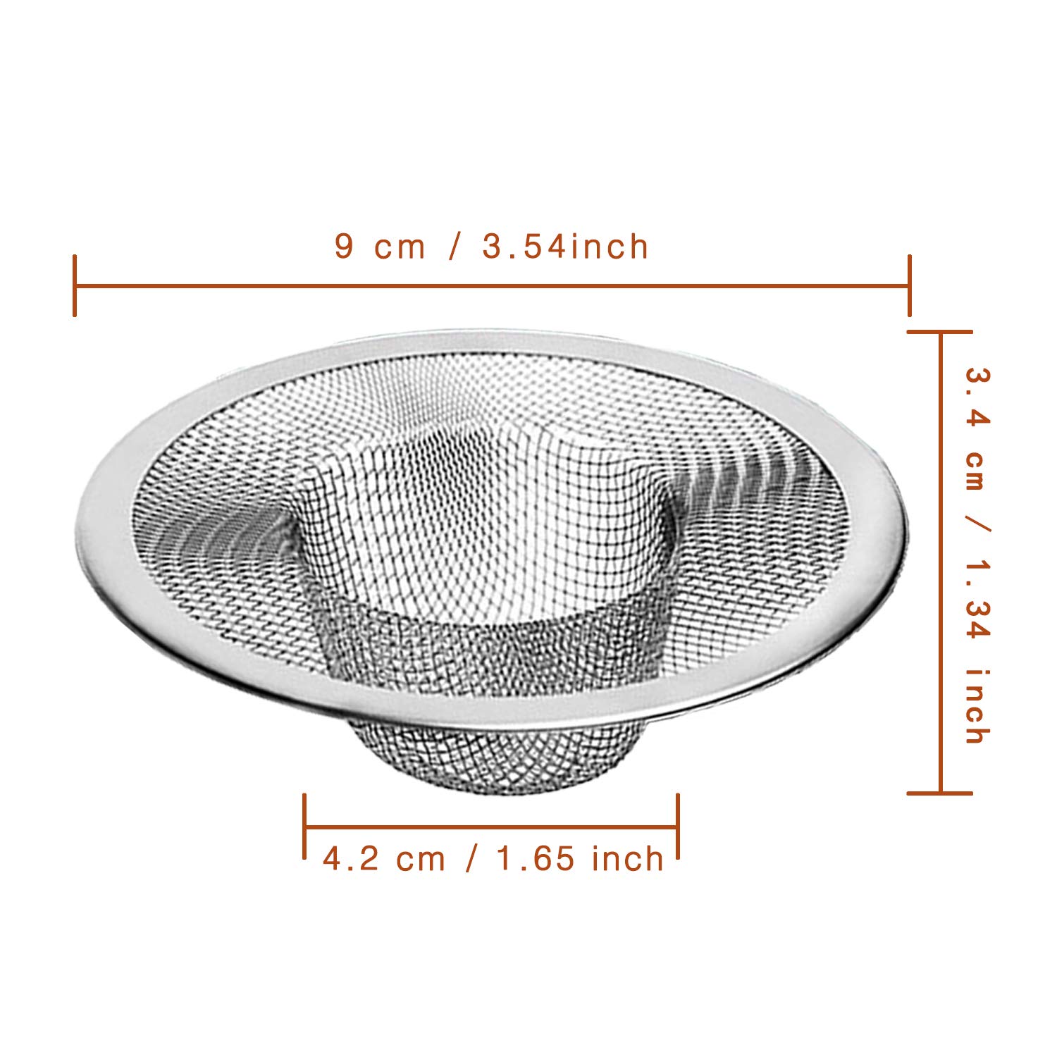 4pcs Heavy Duty Stainless Steel Slop Basket Filter Trap,3.54" Top / 1.65" Mesh Metal Sink Strainer,Perfect for Kitchen Sink/Bathroom Bathtub Wash Basin Floor Drain Balcony Drain Hole,Utility