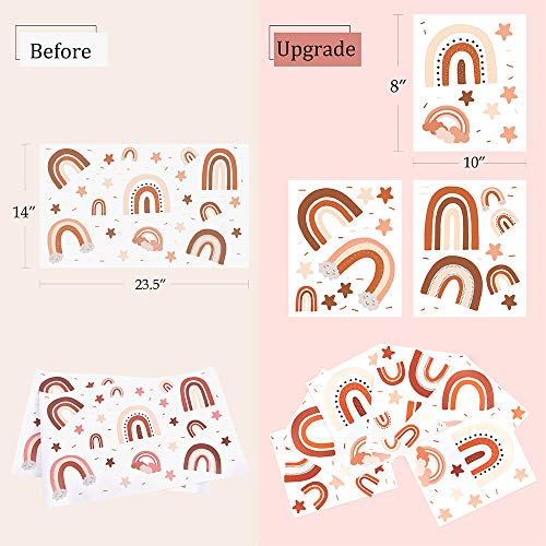 DrCor Boho Rainbow Wall Decal for Classroom Dorm Kids Room Nursery Rainbow Clouds Star Warm Earth Toned Wall Stickers Cute Home Decor,6 Sheets 10"x8"