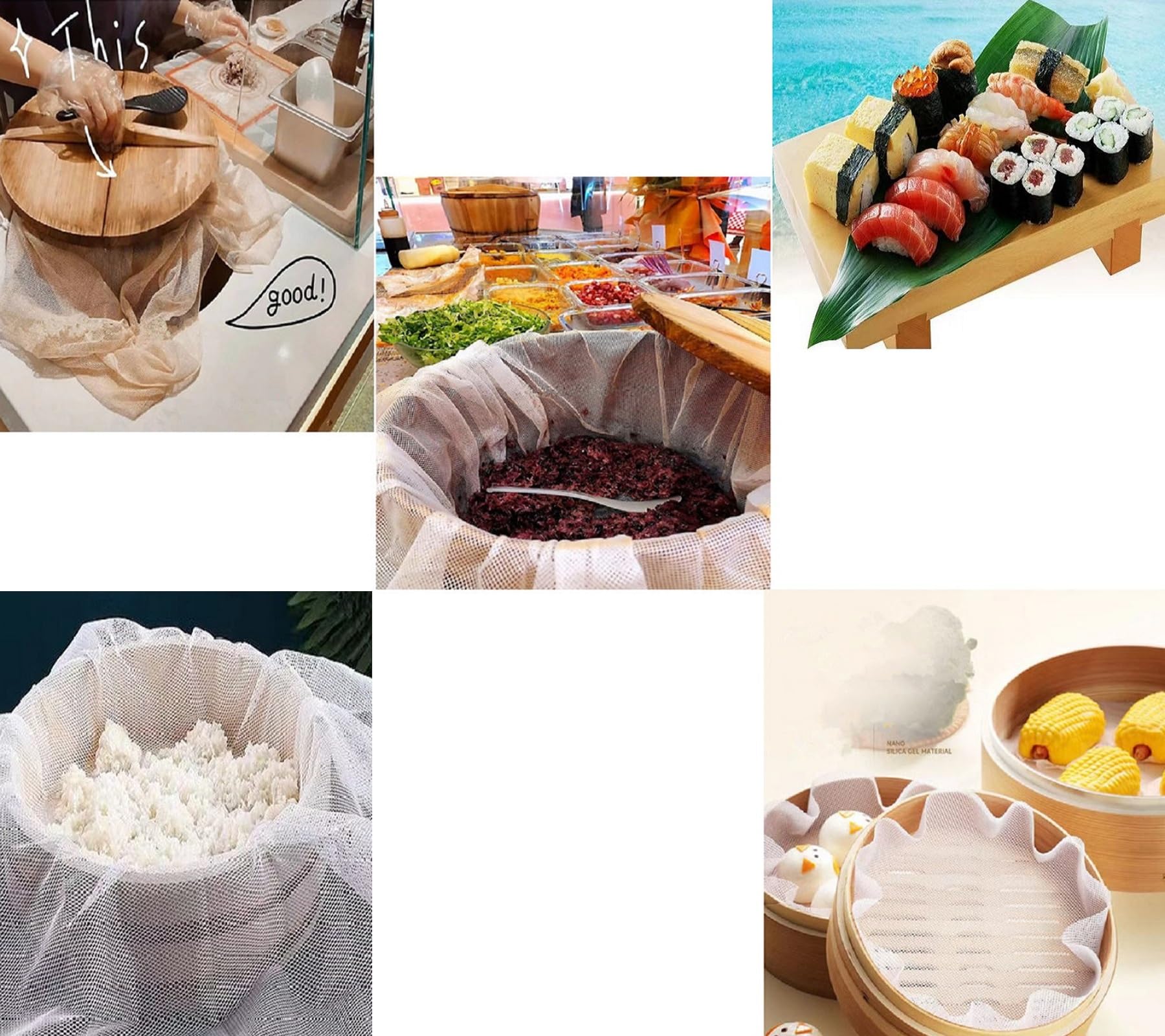 5PCS Rice Net,Cooking Cloth,Sushi Rice Cooking Net,Rice Cooker Napkin,Sushi Rice Cooking Napkin,Reusable Commercial Rice Net Napkin