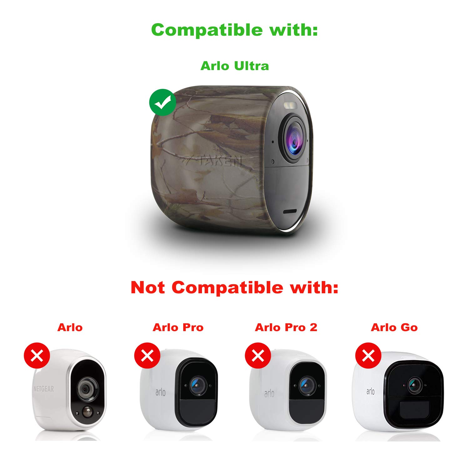 Arlo Ultra Skin, Taken Protective Silicone Skins Compatible with Arlo Ultra Camera - Durable and Weatherproof Silicone Case Protection, 3 Pack, Camouflage