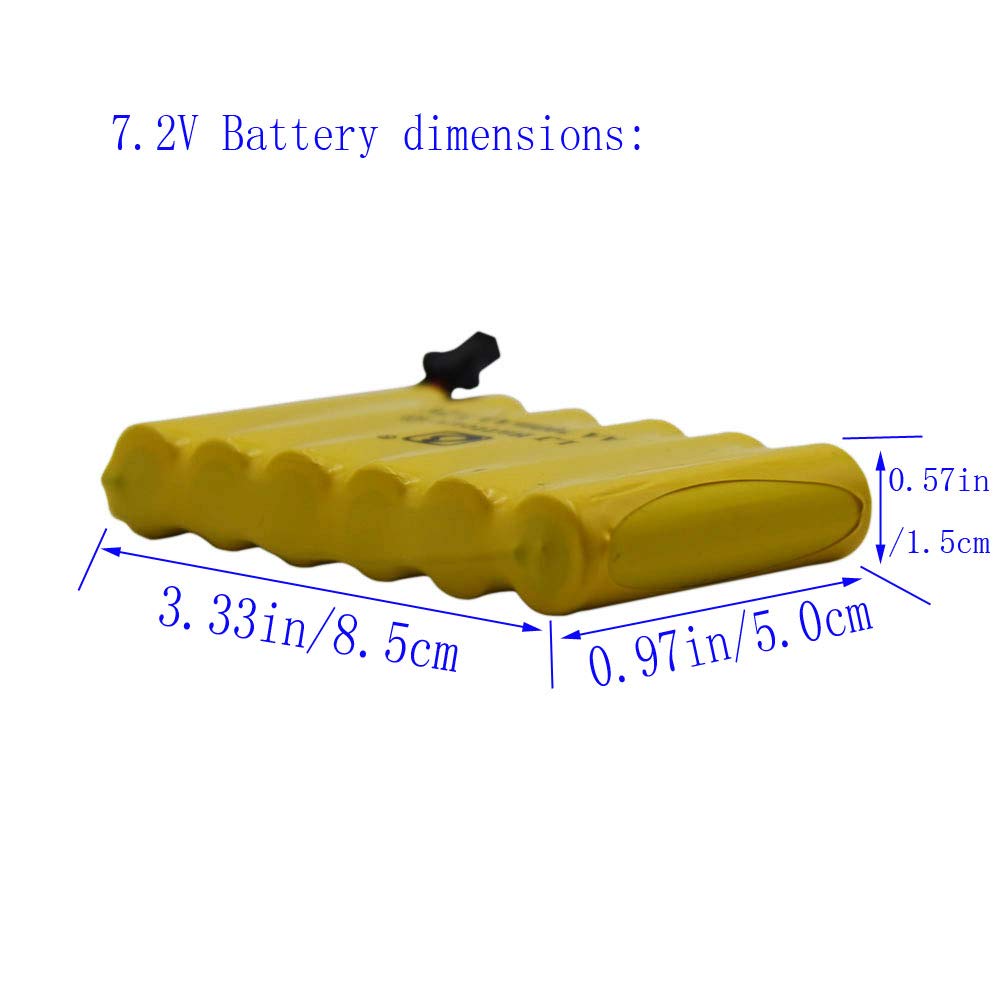 Blomiky 2 Pack 7.2V 700mAh Ni-Cd Rechargeable Battery Pack with SM 2P Plug Replacement for Old Version 15 Channel Huina 1550 550 RC Excavator 7.2V 700mAh Yellow 2