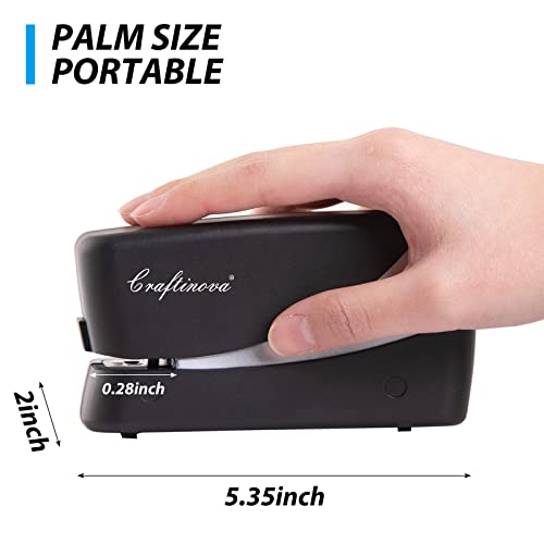Craftinova Electric Stapler, 25 Sheet Capacity,Including 2000 Staples ,Jam Free Stapler,Professional and Home Office Stapler,Battery not Included,AC or Battery Powered.(Black Silver) …