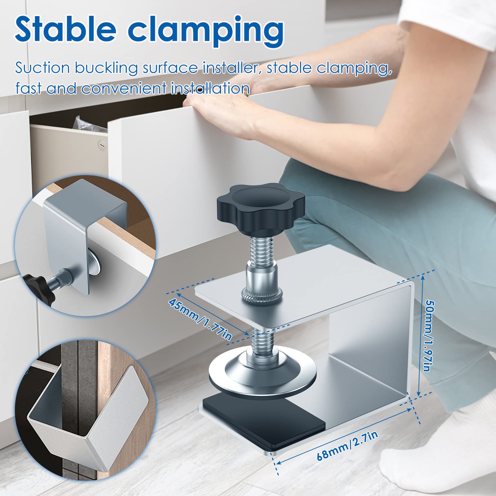 2 Pcs Drawer Front Installation Clamps,Drawer Fixing Clips,Adjustable Stable Furniture Woodworking Jig cabinet installation tools Front Drawer Woodworking Clamps Drawer Jig for Tables Desk Mount
