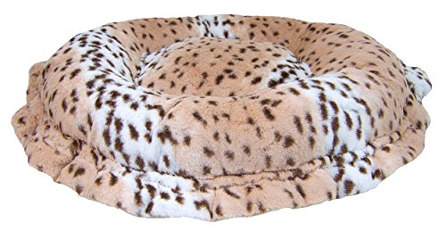 Bessie and Barnie Ultra Plush Aspen Snow Leopard/Blondie Shag Deluxe Dog/Pet Lily Pod Bed