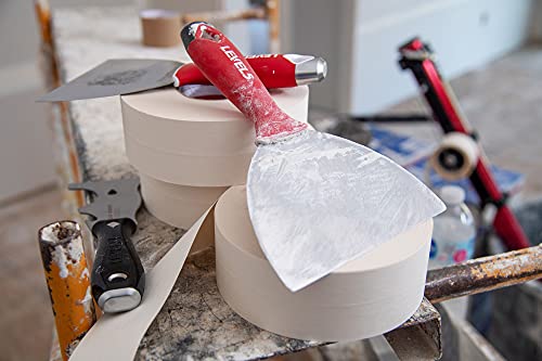 8" Soft-Grip Stainless Steel Drywall Joint Knife - LEVEL5 | Pro-Grade | Comfortable Finishing Hand Tool | Metal Hammer End | Sheetrock Gyprock Plasterboard Mud | 5-144