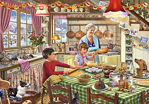 Wooden Jigsaw Puzzles 1000 Pieces for Adults for Kids -Christmas Dinner, Made of Basswood,Wooden Jigsaw Puzzles Hard to Break ,Includes Image Poster