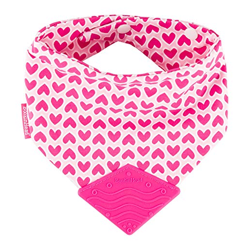 BooginHead Cotton Baby Bandana Teething Bib 2-Pack, Pink Hearts