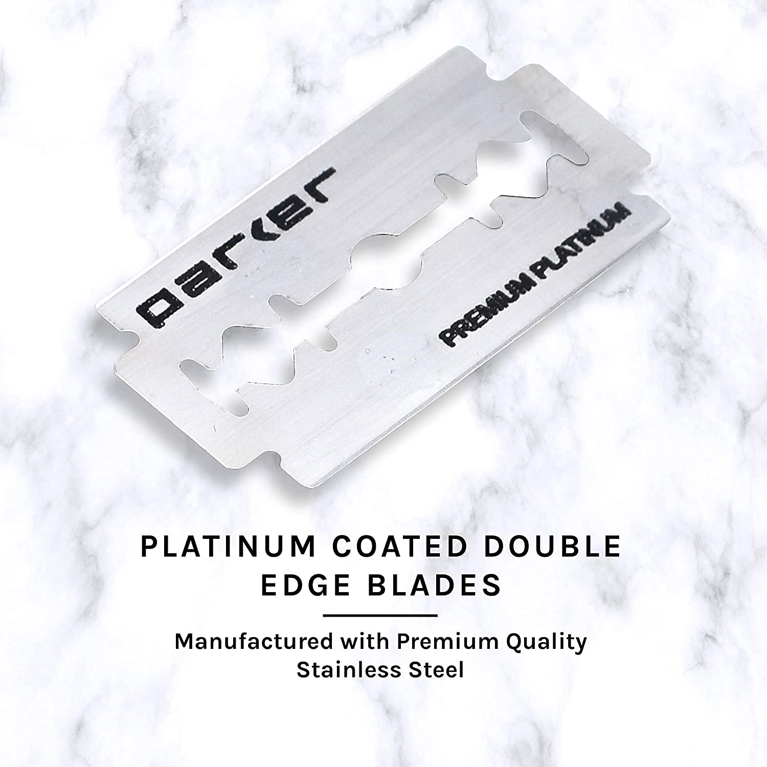 Parker 74R Graphite Gray - Long Handle Heavyweight Butterfly Open Double Edge Safety Razor for Men, 5 Parker Premium Platinum Double Edge Razor Blades included
