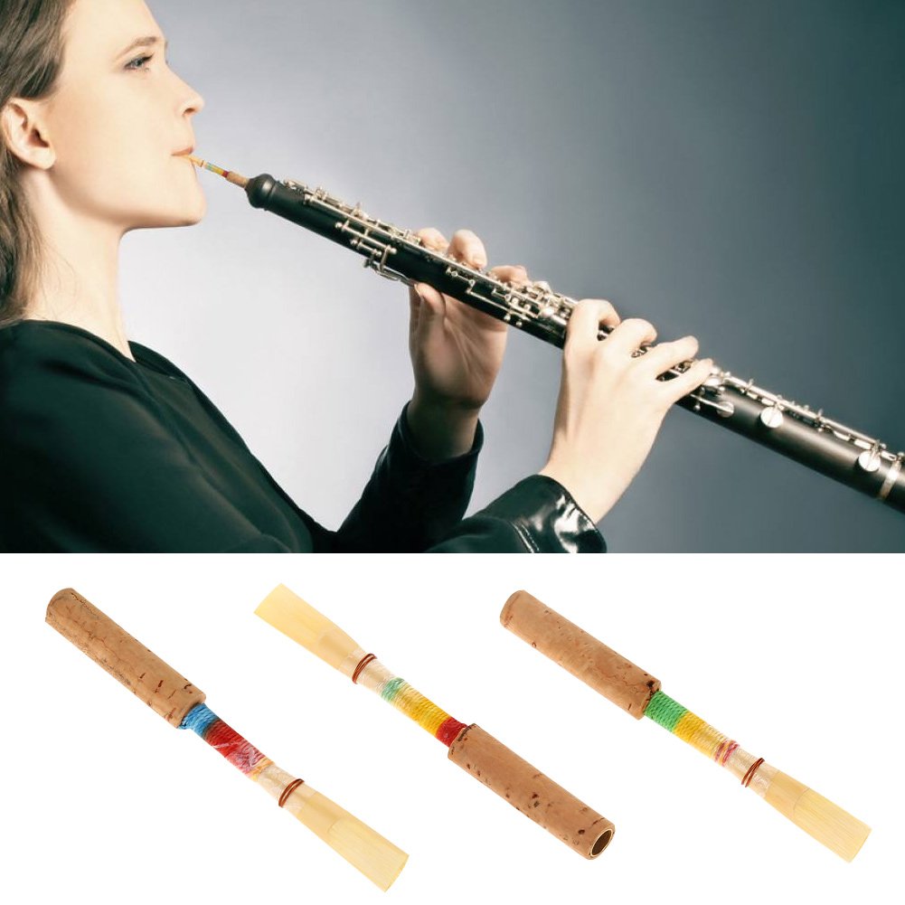 4Pcs Oboe Reed, Medium Soft Oboe Reeds Handmade Oboe Red Cork Wind Instrument Parts with Plastic Storage Box