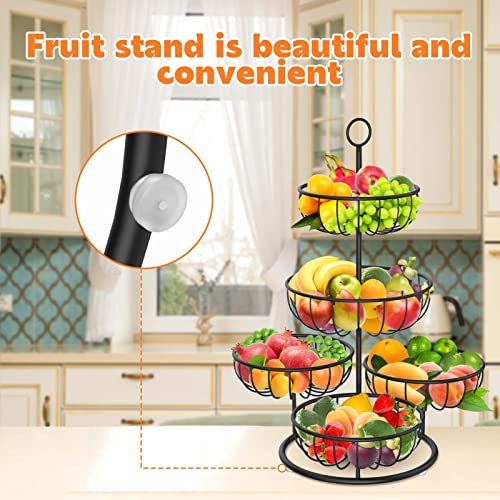 5 Tier Fruit Basket for Kitchen Counter, Large Capacity Metal Wire Countertop Fruit Bowl Vegetables Storage, Detachable SnacksĀ Stand Holder Organizer for Onions Potatoes Produce, Black