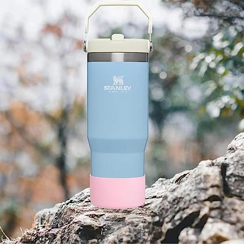 2Pcs Boot Sleeve for Stanley Cup 40 30 oz Quencher, Silicone Boot for Stanley IceFlow Flip 20oz 30oz Tumblers, Bottom Cover for Stanley Cup Accessories, Light Blue