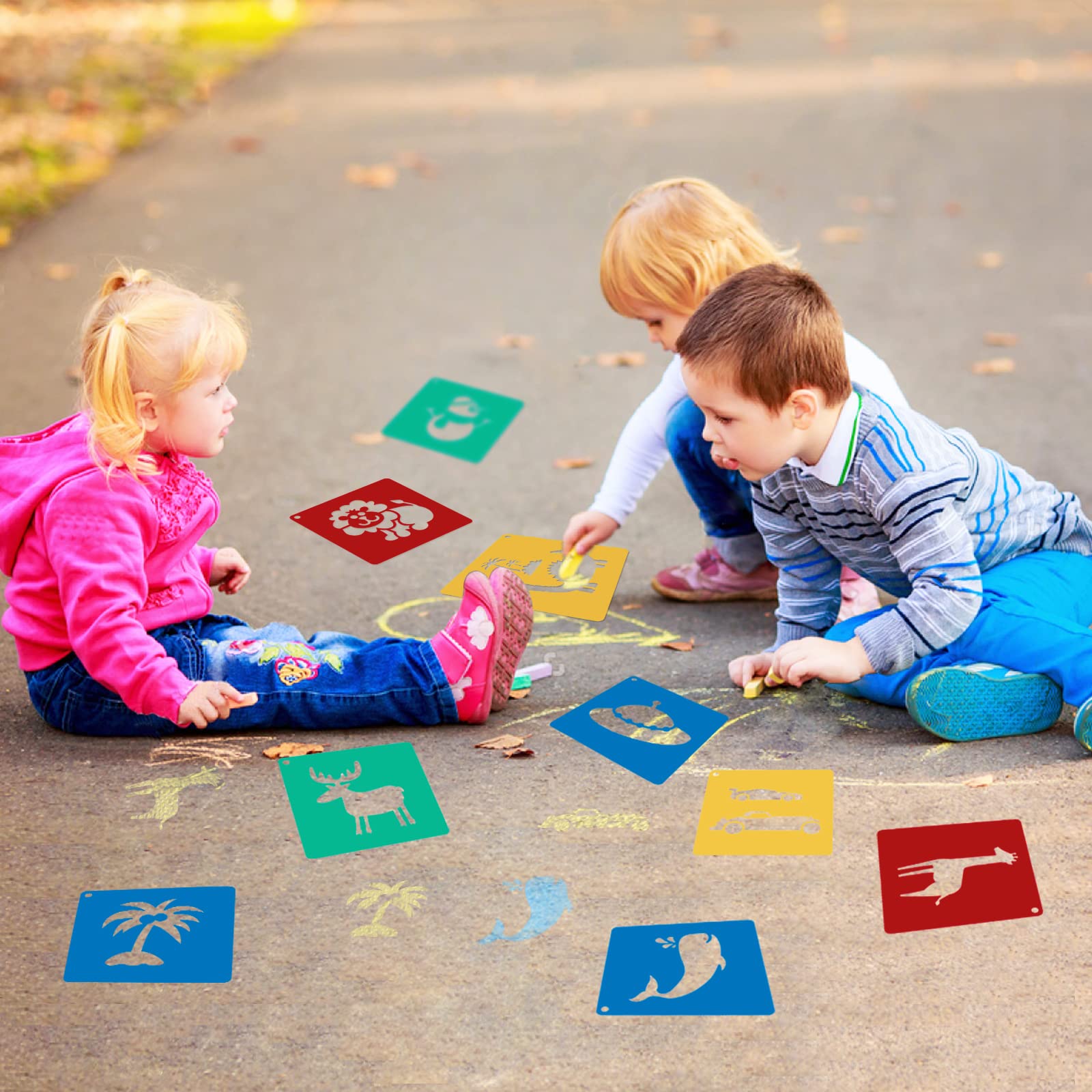 20 PCS Sturdy Stencils for Kids, 8 Inch Kids Stencils with 5 Pcs Scratch Paper for Painting to Imaginative Children's Stories, Learning Tools for Toddlers and Preschooler