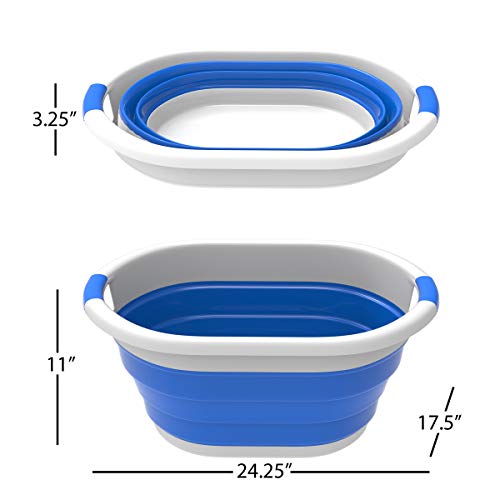 Collapsible Laundry Basket- Space Saving Pop Up Clothes, Multiuse Organizer/Storage Container with Comfort Grip Handles by Lavish Home (Blue)