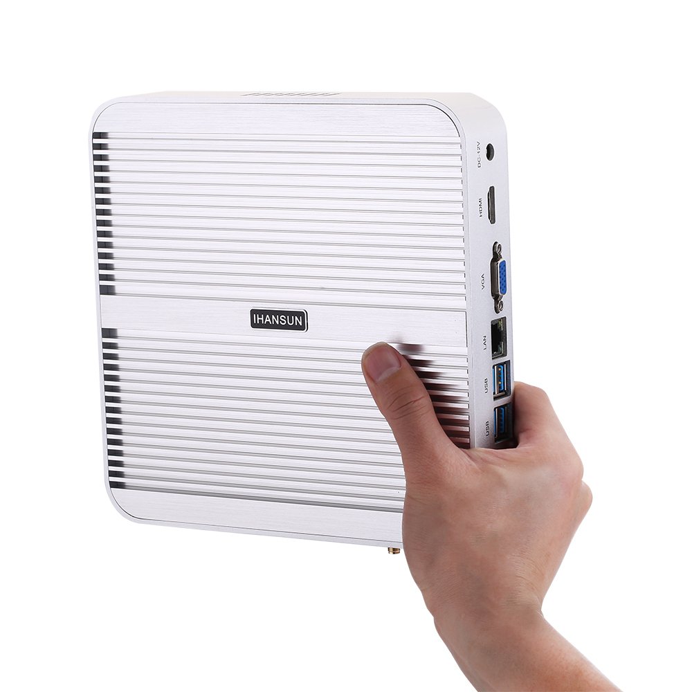 HUNSN Fanless Mini PC, Desktop Computer, HTPC, Kodi Box, Intel I3 7167U, Windows 11 pro or Linux Ubuntu, BM01, VGA, HDMI, 4 x USB3.0, 2 x USB2.0, LAN, 8G RAM 256G SSD