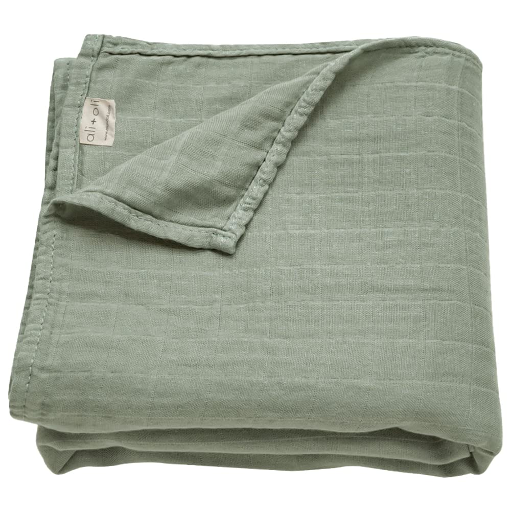 Ali+Oli Muslin Swaddle Blanket for Baby (Pink Bunny) Large 47" x 47" Soft Rayon Made from Bamboo & Organic Cotton Muslin Blanket, Machine Washable Receiving Blanket Wrap for Newborn to Toddler