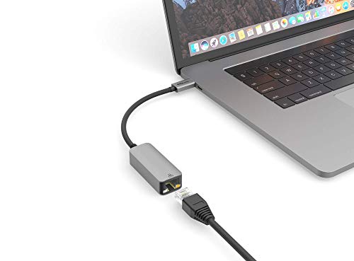 EZQuest USB-C to Gigabit Ethernet Adapter, 10/100/1000 Mbps with Anodized Aluminum Sleeves and LED Status Indicators for MacBook, MacBook Pro/Air, iPad Pro, Chromebook, XPS, Galaxy S9/S8 and More