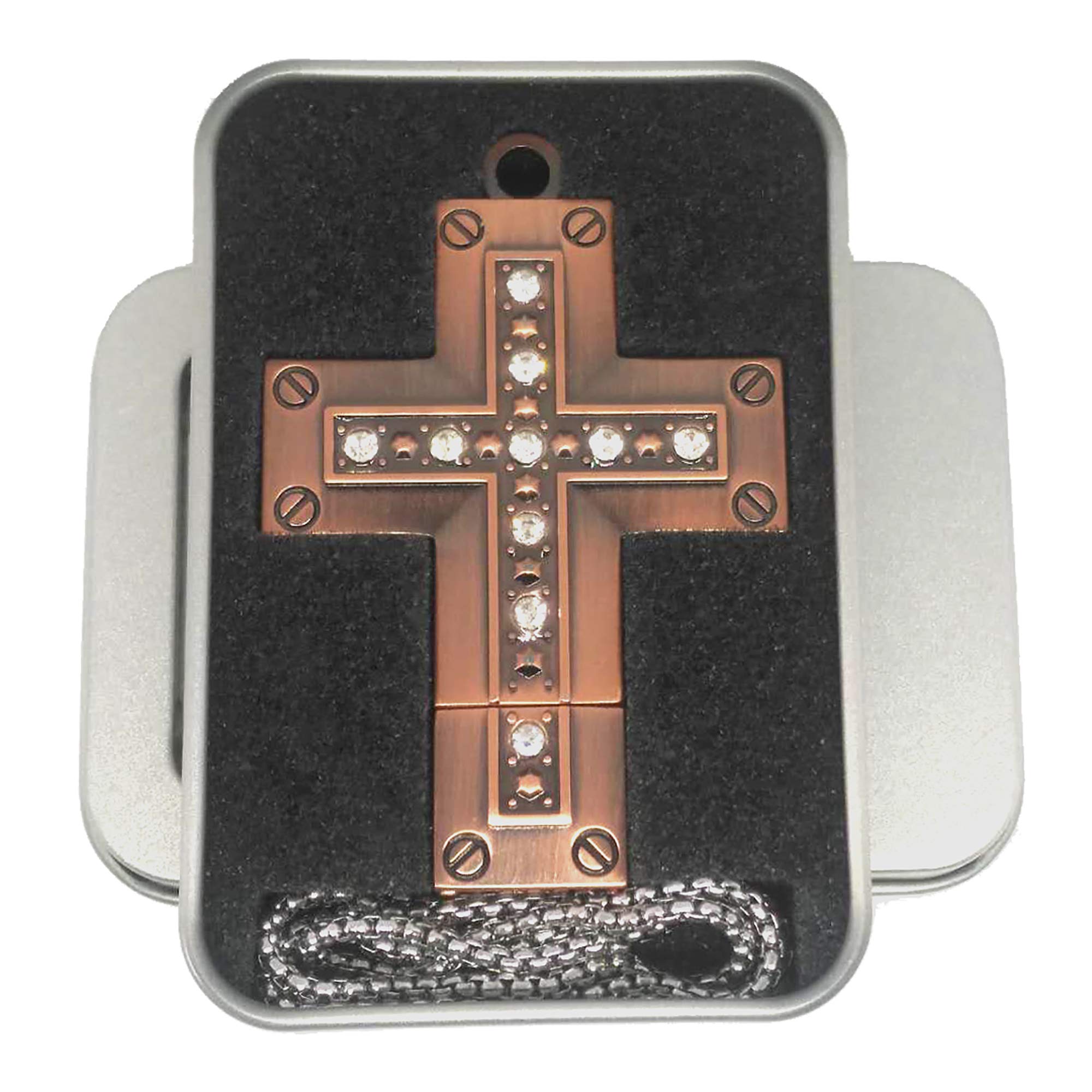 HUNTER ACTION Diamond Jewelry Cross 64GB USB 2.0 Flash Disk Thumb Drive USB Flash Drives U Disk USB Disk Metal USB Flash Drive with Necklace Keychain Design