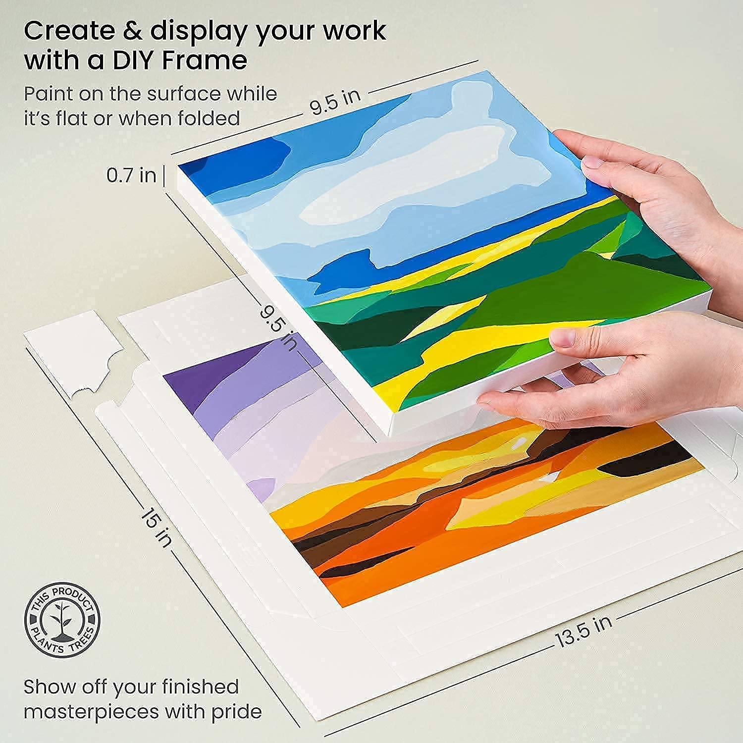 Arteza Acrylic Paper Canvas Pad 9.5x9.5 20 Sheets and Acrylic Paper Canvas Pad 8x11 20 Sheets Bundle, Painting Art Supplies for Artist, Hobby Painters & Beginners