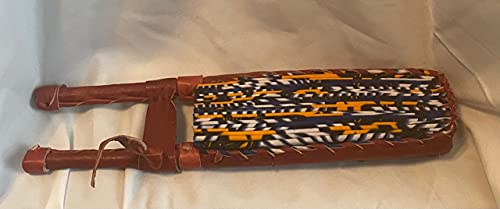 African Print Handheld Leather Folding Fan (White, Black, Brown)
