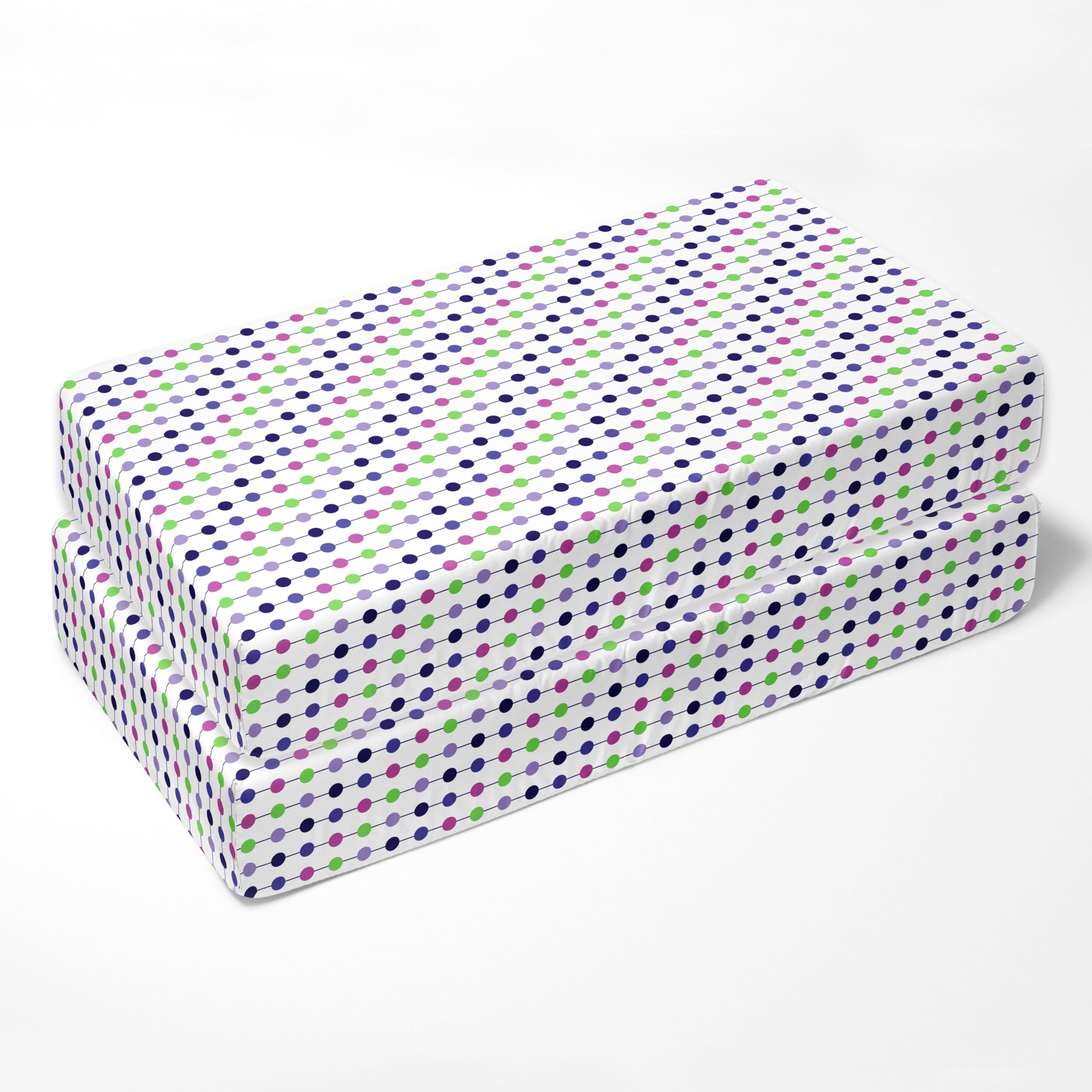 Bacati - 2 Pack Dots Purple Girls 100% Cotton Universal Baby US Standard Crib or Toddler Bed Fitted Sheets (Pearl String, Purple)