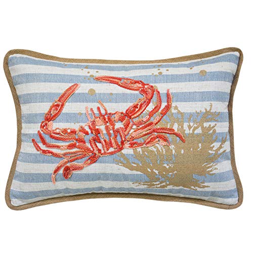 Comfy Hour 13" Polyester Ocean Crab Coral Coastal Accent Throw Pillow Cushion for Home Decoration, Multicolor, Ocean Voyage Collection